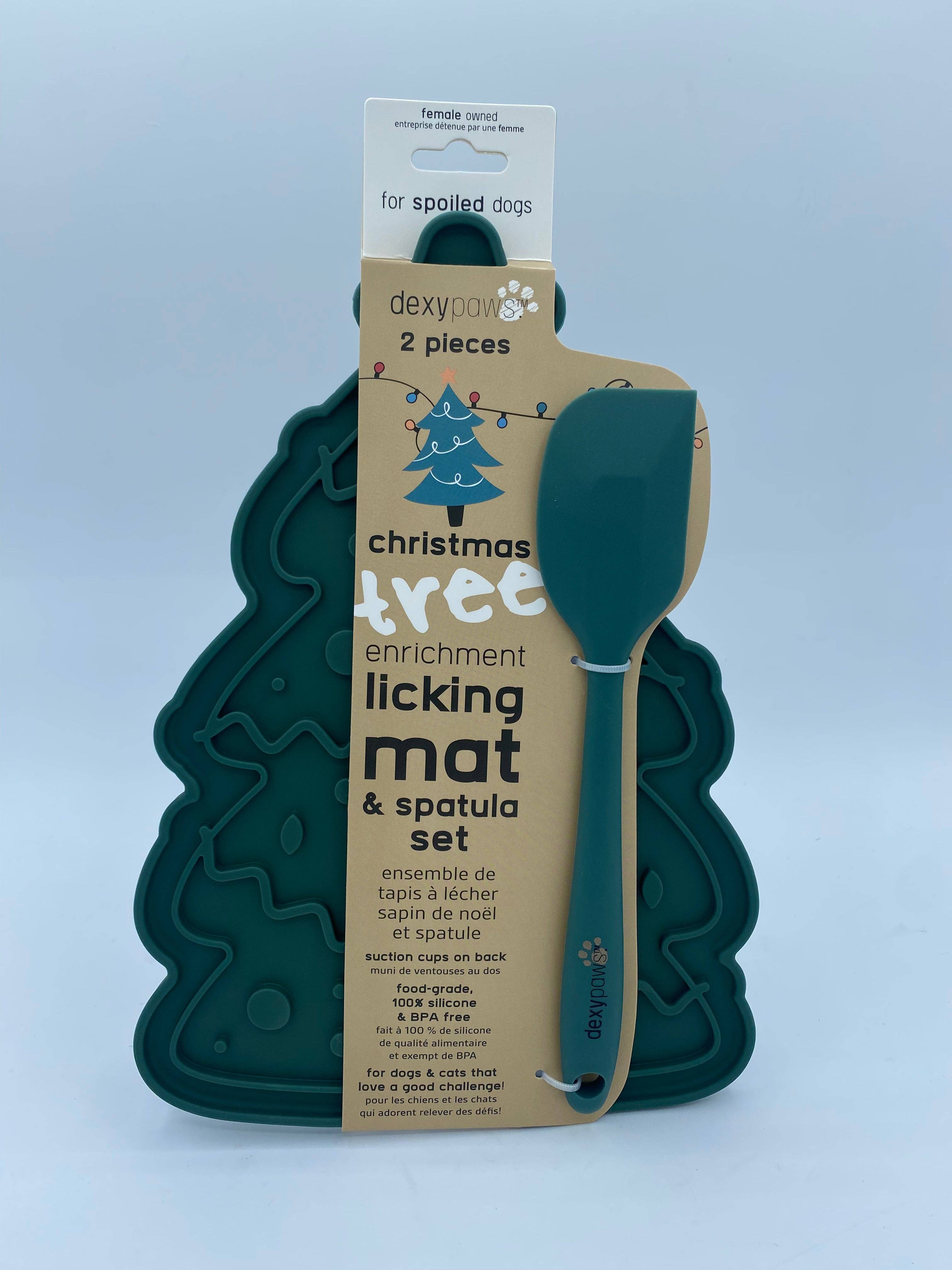 Christmas Tree Enrichment Lick Mat with Silicone Spatula – Le Chien Bleu NY